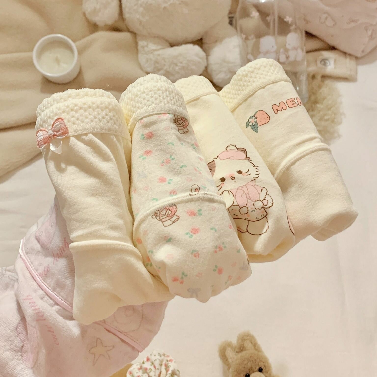 Хлопковые трусики с милым кроликом для девочек, чистый хлопок 10A, антибактериальные, с удлиненным шагом, средней талии, треугольные трусики для подростков и учениц средней школы