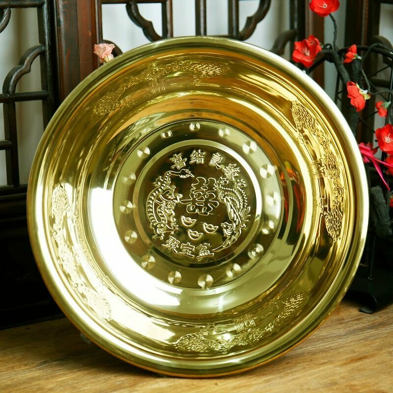 Золотой свадебный таз, свадебный таз невесты, утолщённый таз для туалетных принадлежностей, таз для приданого, красный таз.