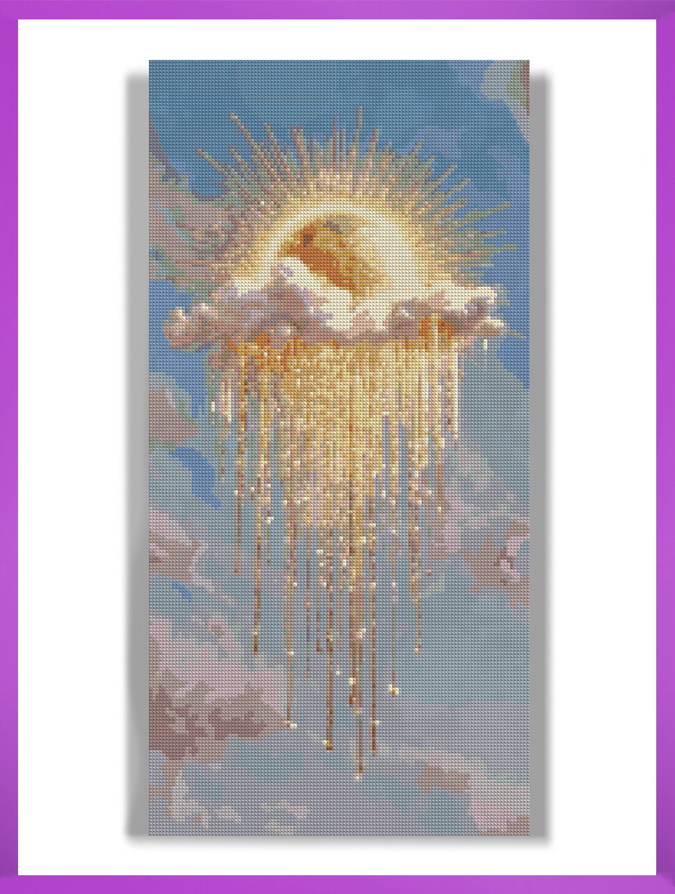 Алмазная мозаика на подрамнике - вышивка - Тающее солнце 30 х 60 см