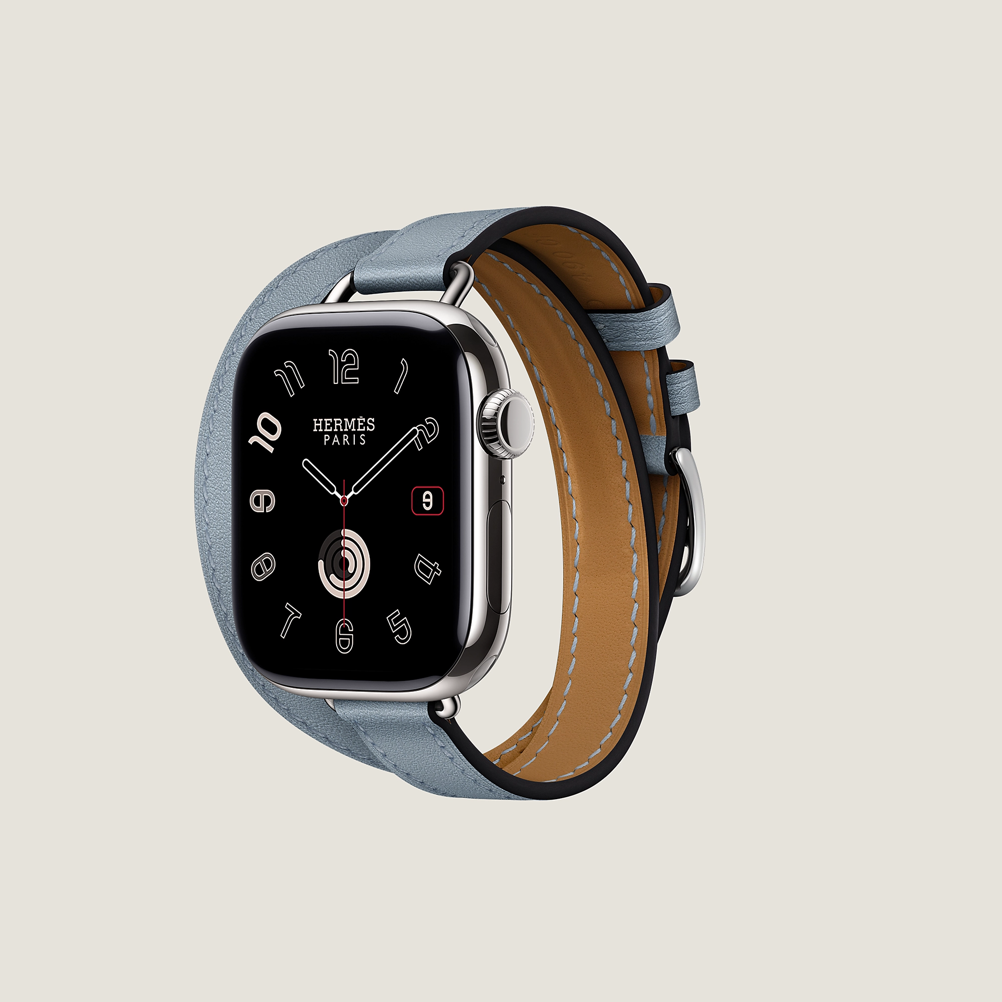 Часы Apple Watch Hermès Series 11 GPS + Cellular 42mm Silver Titanium Case with Bleu Lin Attelage Double Tour