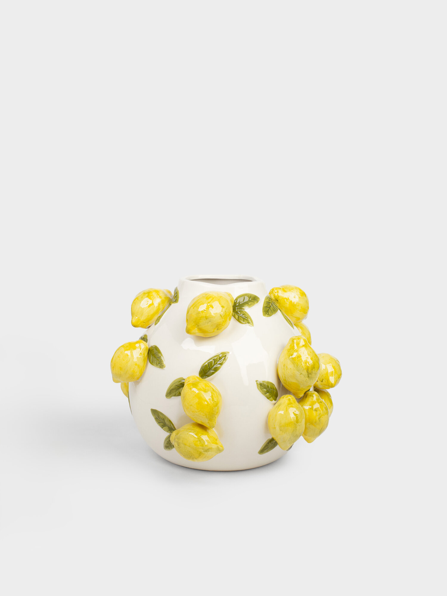 Ваза для цветов, 24 см, декоративная, керамика D, молочная, Лимоны, Sicily