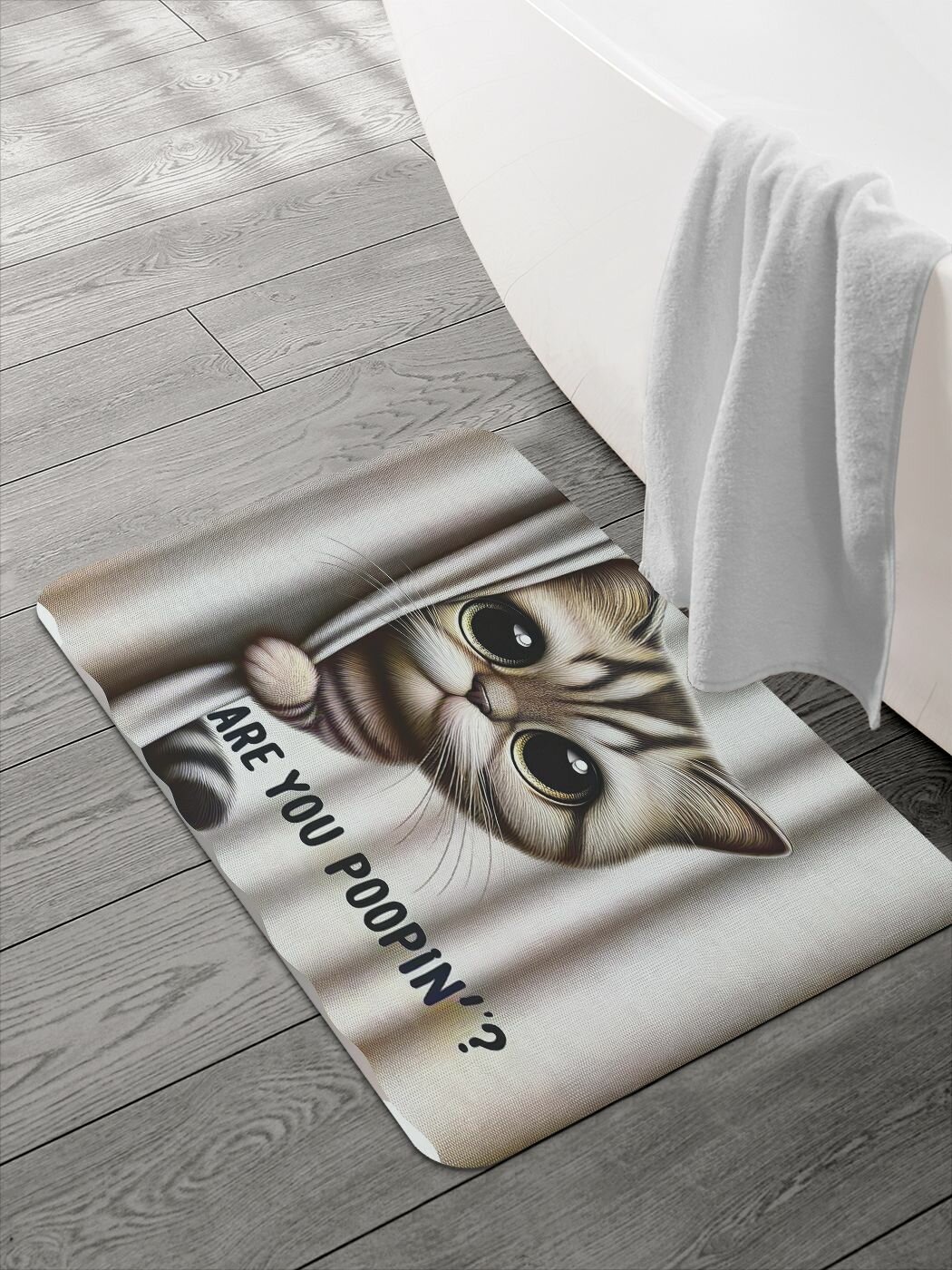 Коврик для ванной и туалета "Кот смотрит" 58x38 см, JoyArty