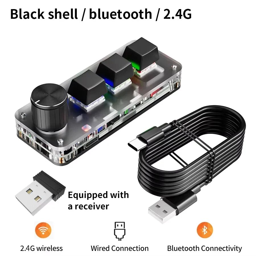 Ammtoo Мини механическая беспроводная RGB клавиатура 3 макро клавиши