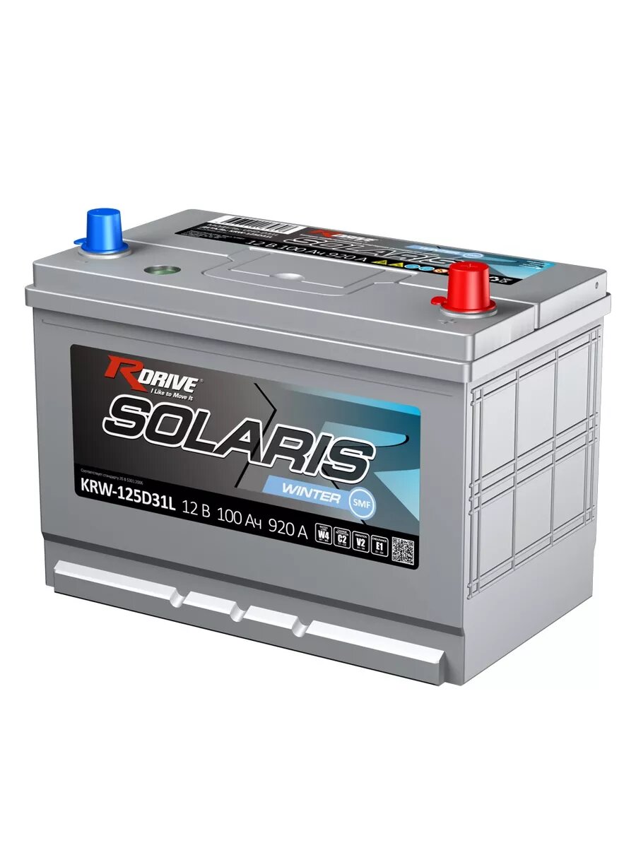 Аккумулятор RDRIVE SOLARIS 125D31L 12V 100Ач обр. пол.