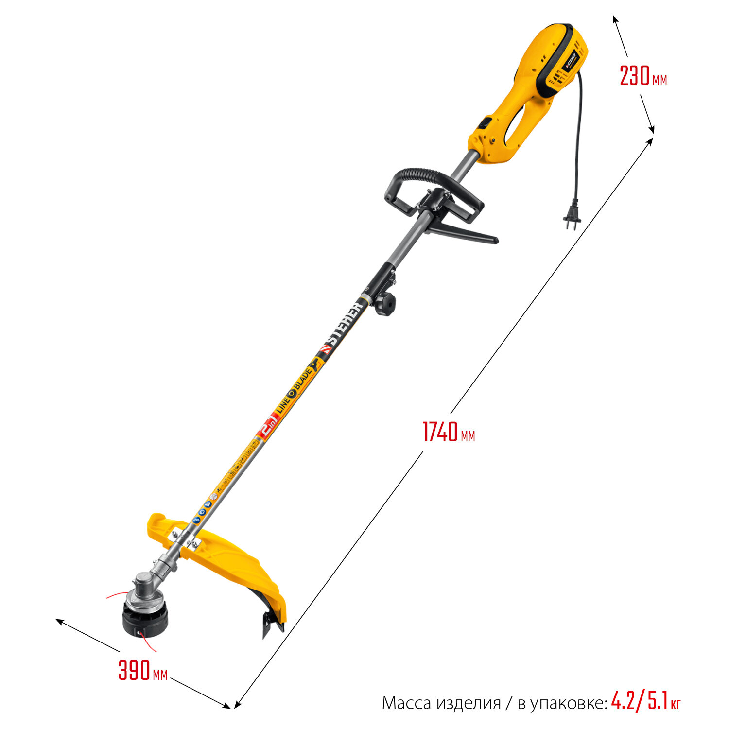 STEHER 1300 Вт, ш/с 38 см, сетевая коса (SEH-38-1300)