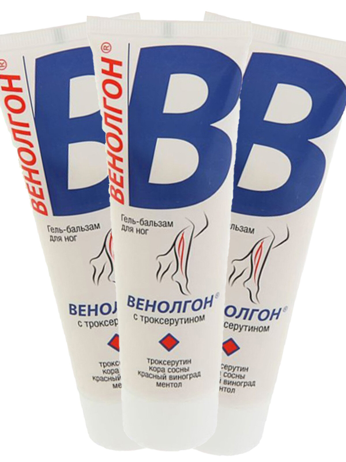 Гель-бальзам "Венолгон" с троксерутином, для снятия отеков и боли в ногах, 75 мл х 3 шт