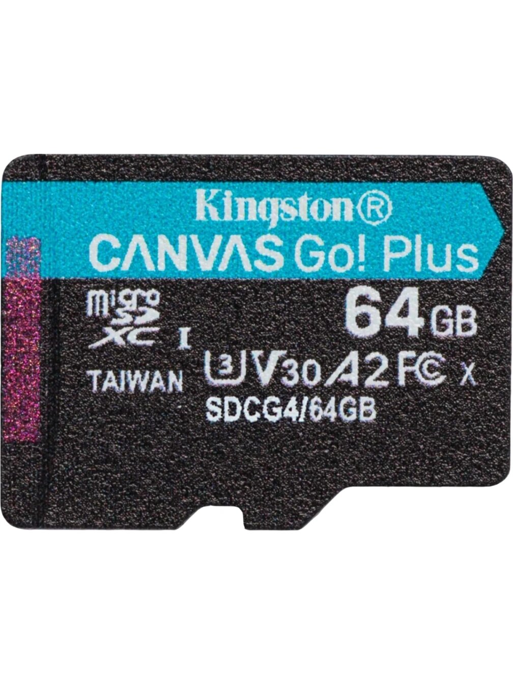 Карта памяти microSDXC UHS-I U3 Kingston Canvas Go! Plus 64 ГБ, 200 МБ/с, Class 10, SDCG4/64GBSP, 1 шт, без адаптера