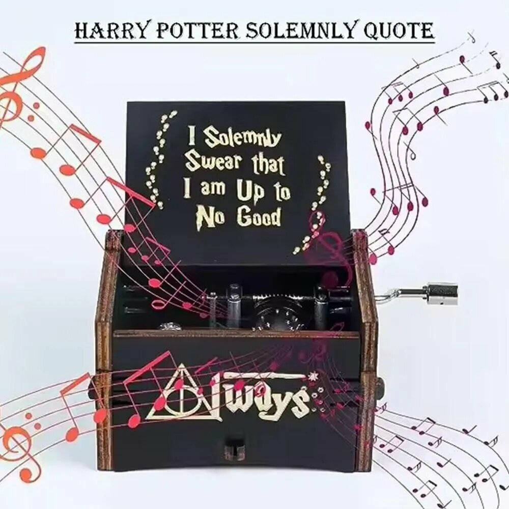 Музыкальная деревянная шкатулка Гарри Поттер с мелодией из фильма. Шарманка, чудесный сундучок, музыкальный бокс Гарри Поттер
