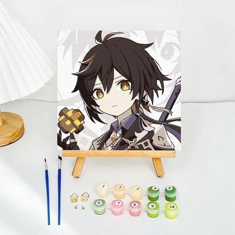 Картина по номерам, Геншин Импакт Чжун ли/Genshin Impact Zhongli, Декоративная роспись 20x20см