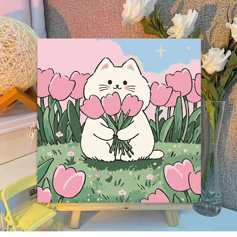 Картина по номерам, 20x20 CM, животные, пейзаж, подарок