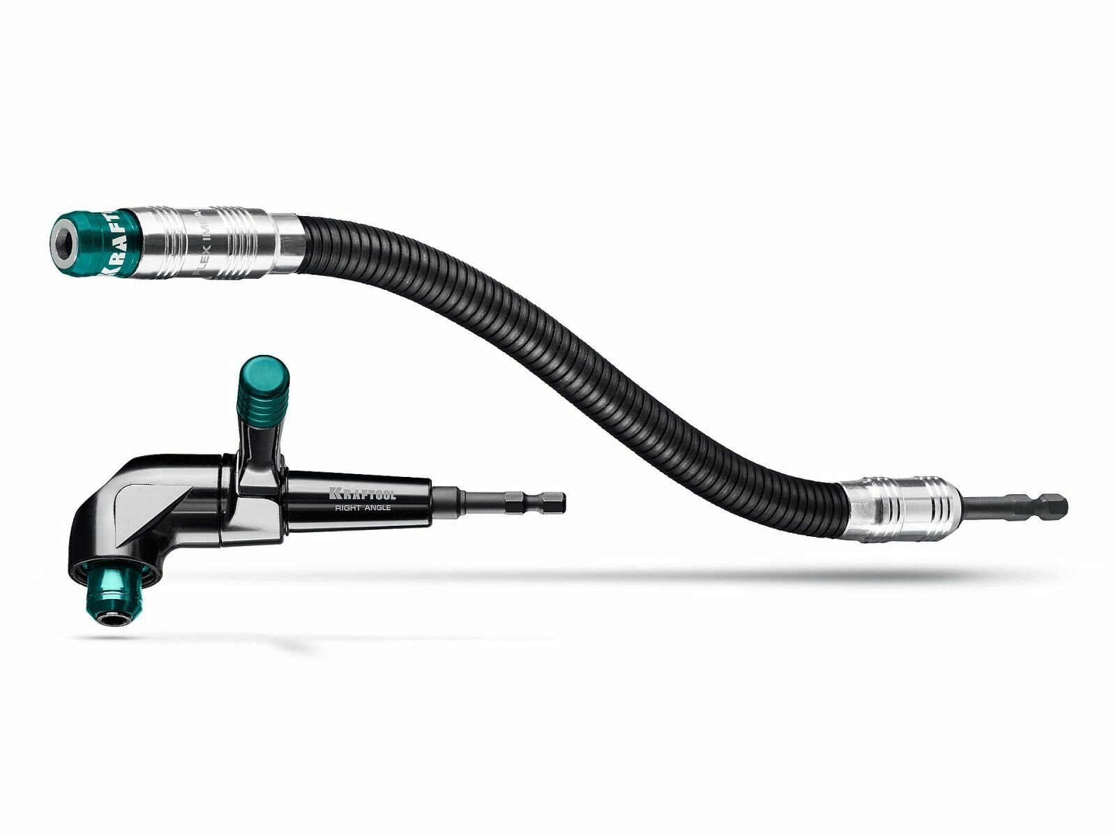 Адаптер KRAFTOOL RIGHT ANGLE SET, 2 шт, длина 140 и 425 мм, набор из угловой ударной насадки и гибкого удлинителя