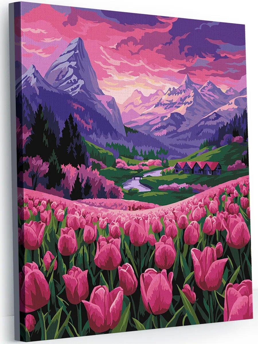 Тюльпановые поля Картина по номерам на холсте 40х50 см