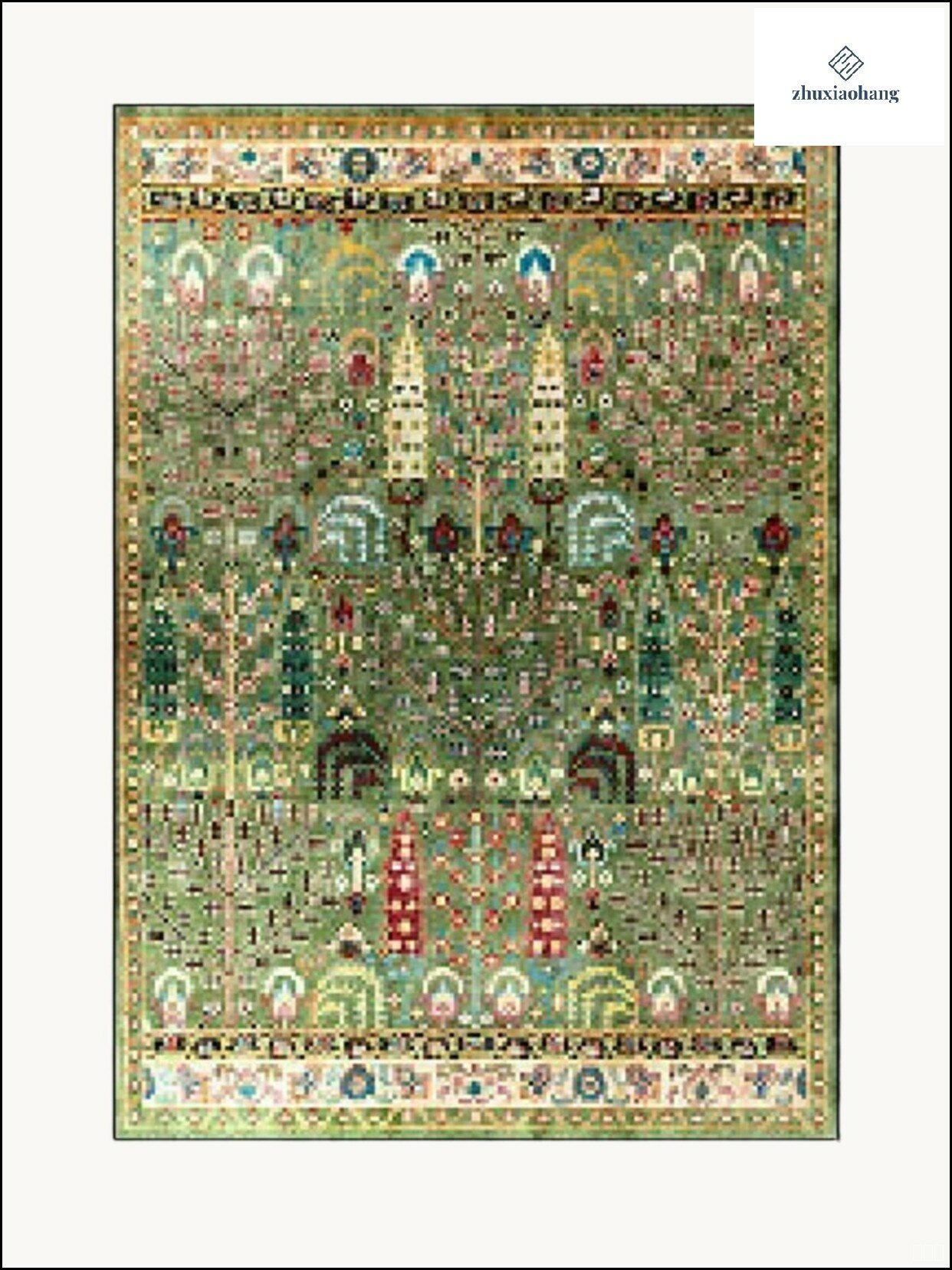 Ковер "Кашемировой хлопок", абстрактный рисунок, цвет коричнево-зелёный, 1.6x0.8 м