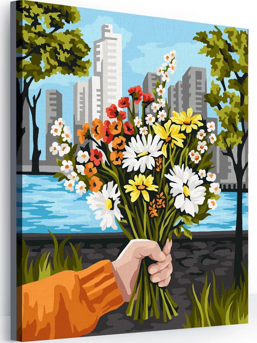 Картина по номерам на холсте с подрамником 40х50 см Лето в большом городе