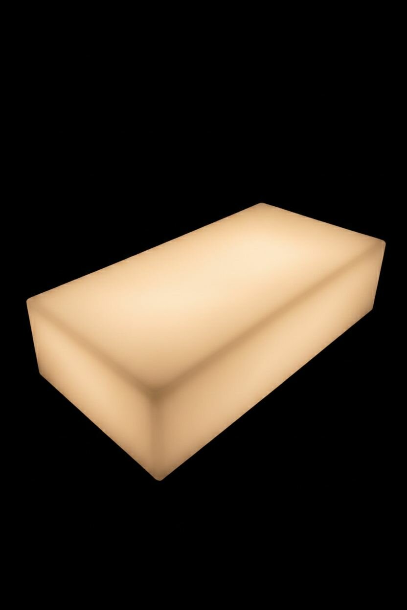 Светящаяся тротуарная плитка White теплая LED 12В для уличного и ландшафтного освещения 20*10 см