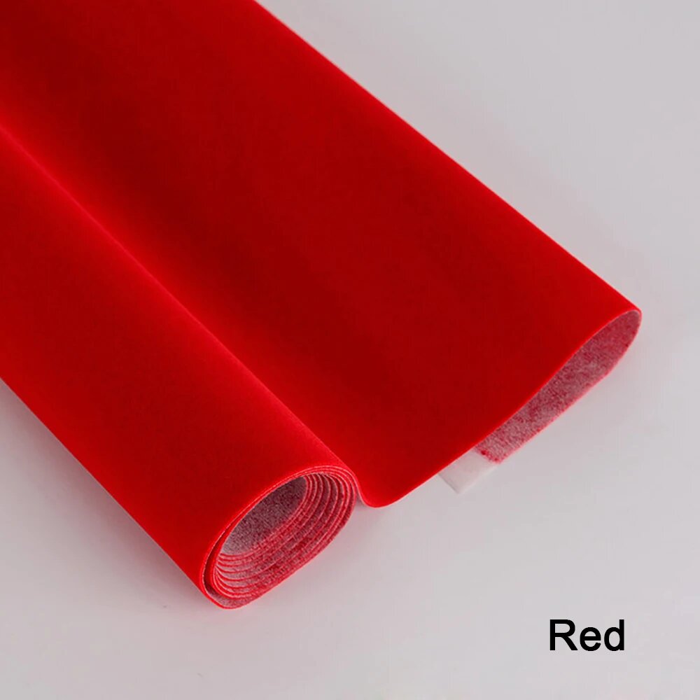 Самоклеящаяся флокированная бархатная ткань 20x30 см Красный, Red