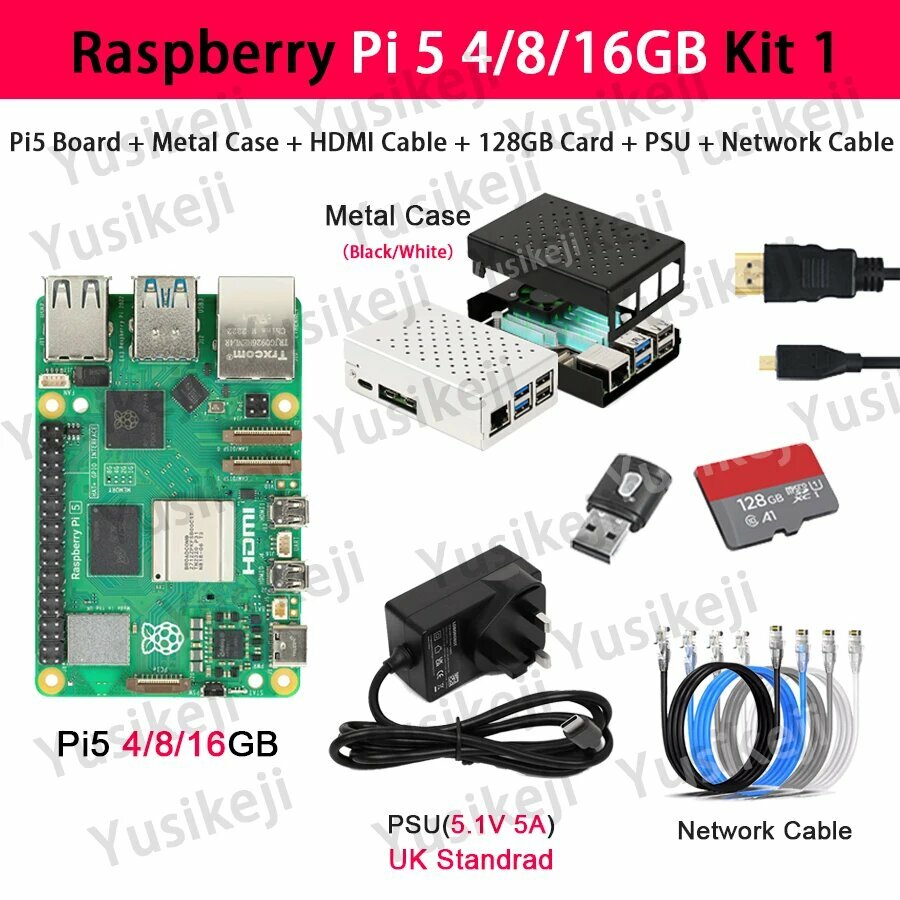 Комплект Raspberry Pi 5 8GB, KIT 1, UK Standrad, Pi5 RAM8GB
