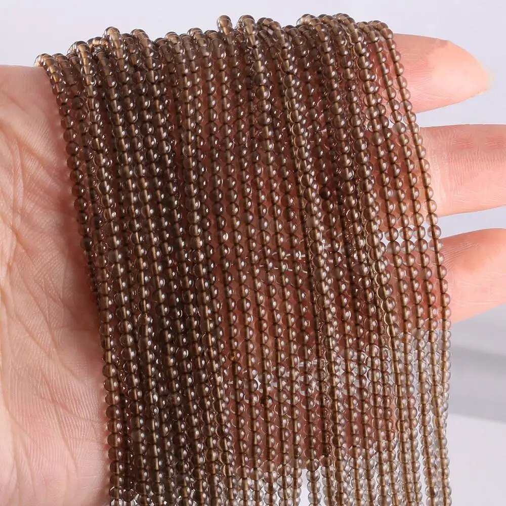 Бусины из дымчатого кварца, 4 мм, коричневые