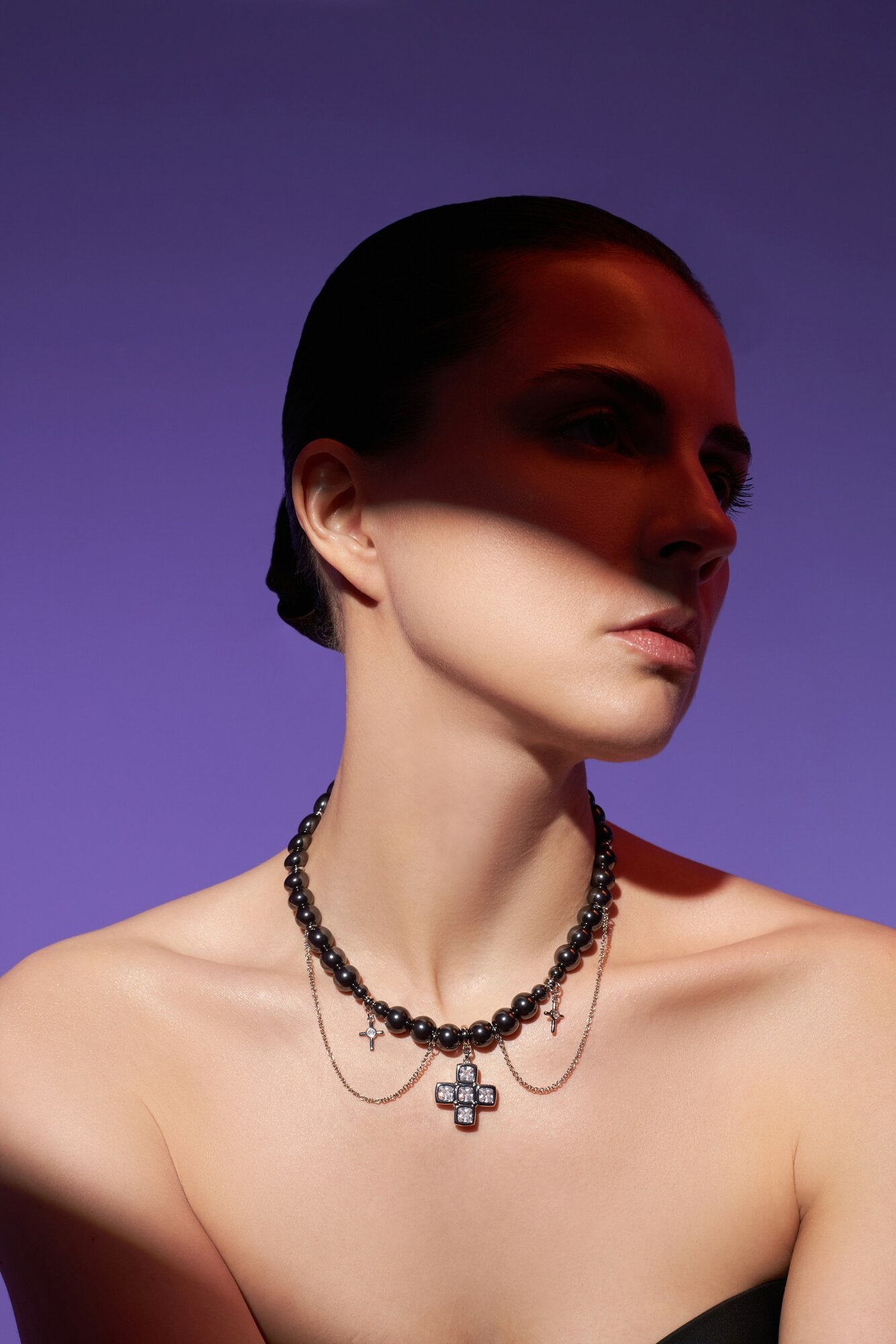 Колье, фианит, гематит