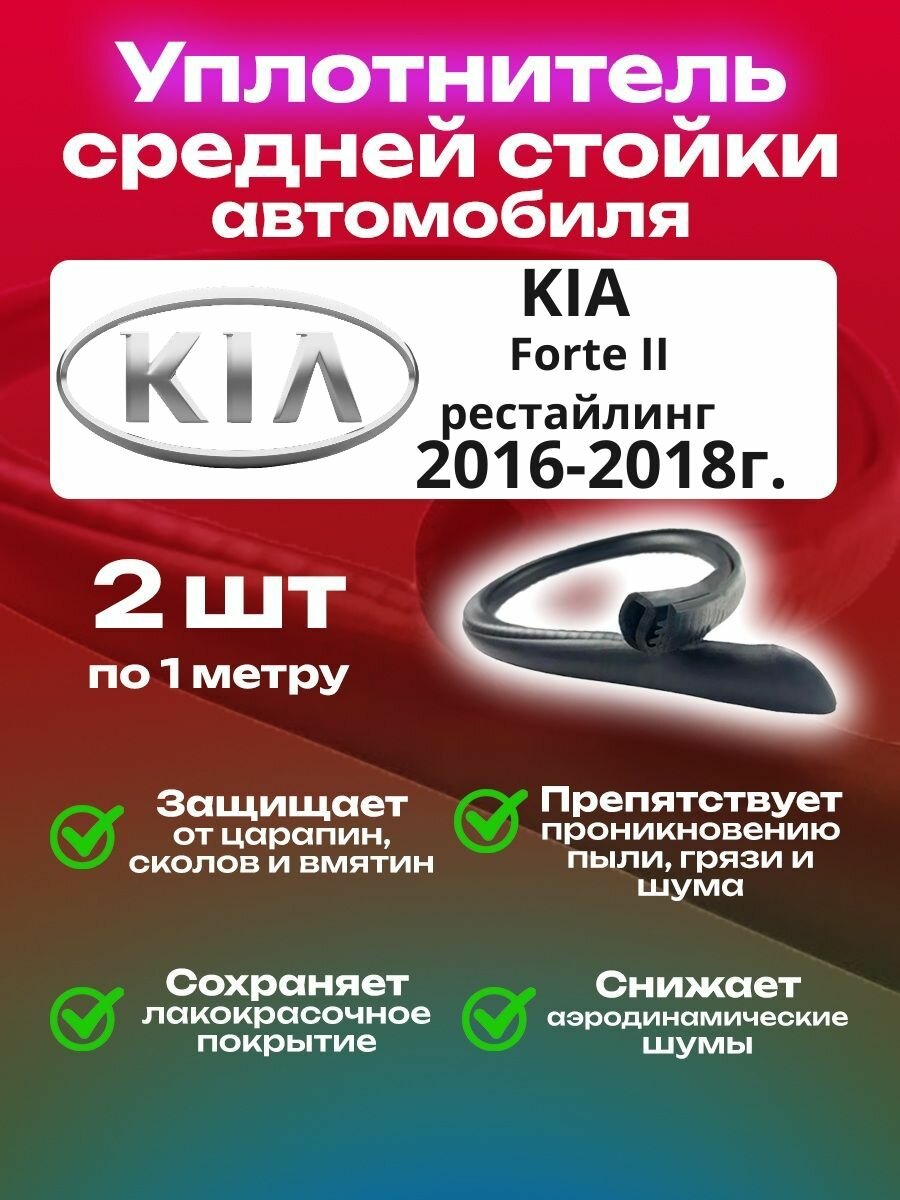 Уплотнитель средней стойки автомобиля Kia Forte II рестайлинг (2016-2018)/ Киа Форте 2 поколение рестайлинг
