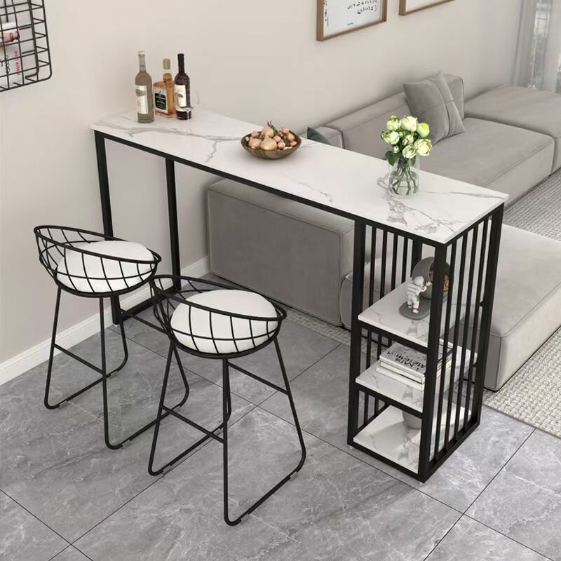 Барный стол «минимализм», из МДФ и металла, белый/черный, 100x40x105 см