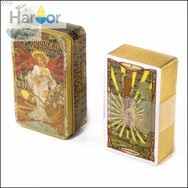 Карты Таро Золотое Уэйт Арт-Нуво в жестяной коробке Golden Art Nouveau Tarot 10.3*6см
