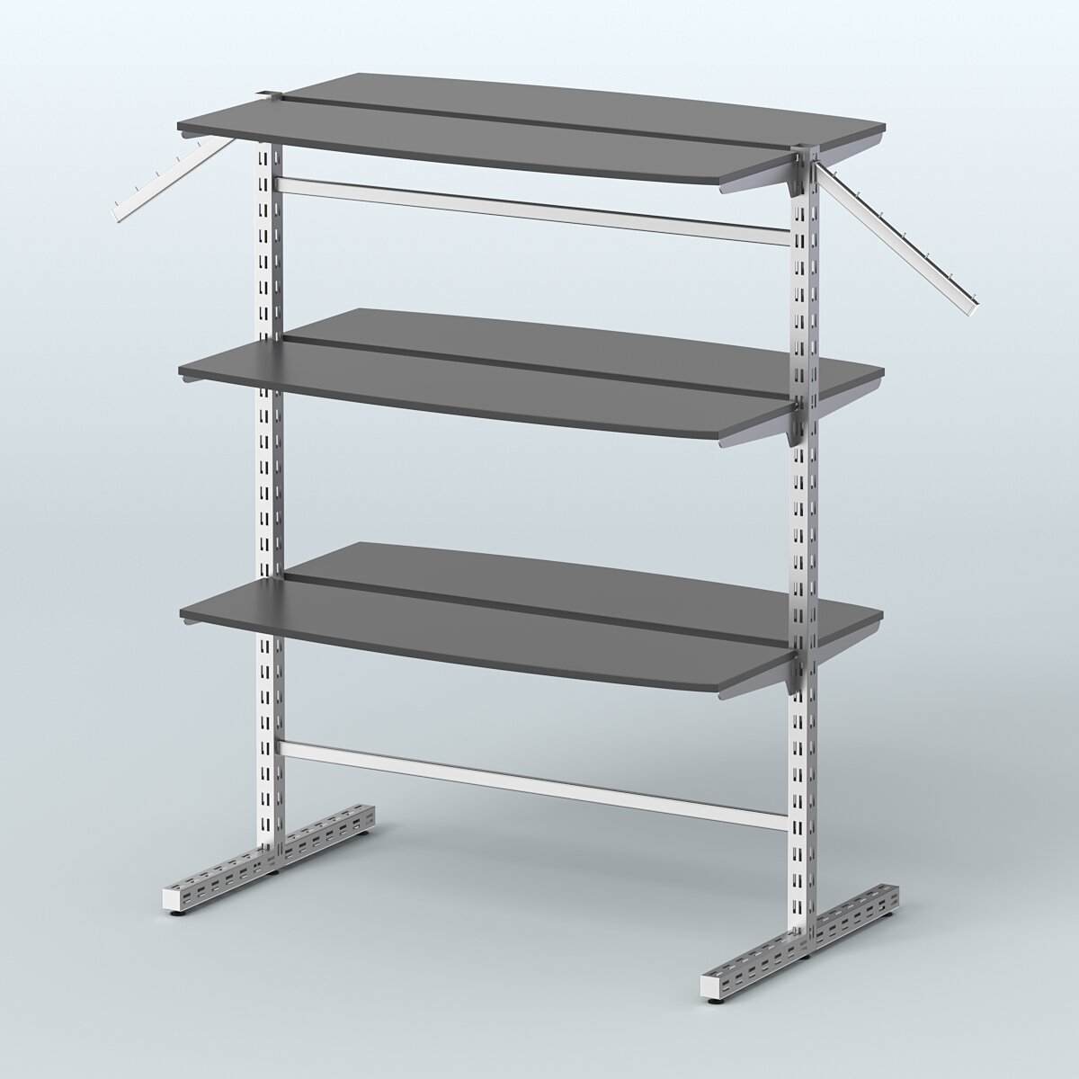 Система элегант островная с шестью закруглёнными полками из ДСП №17б, Черный