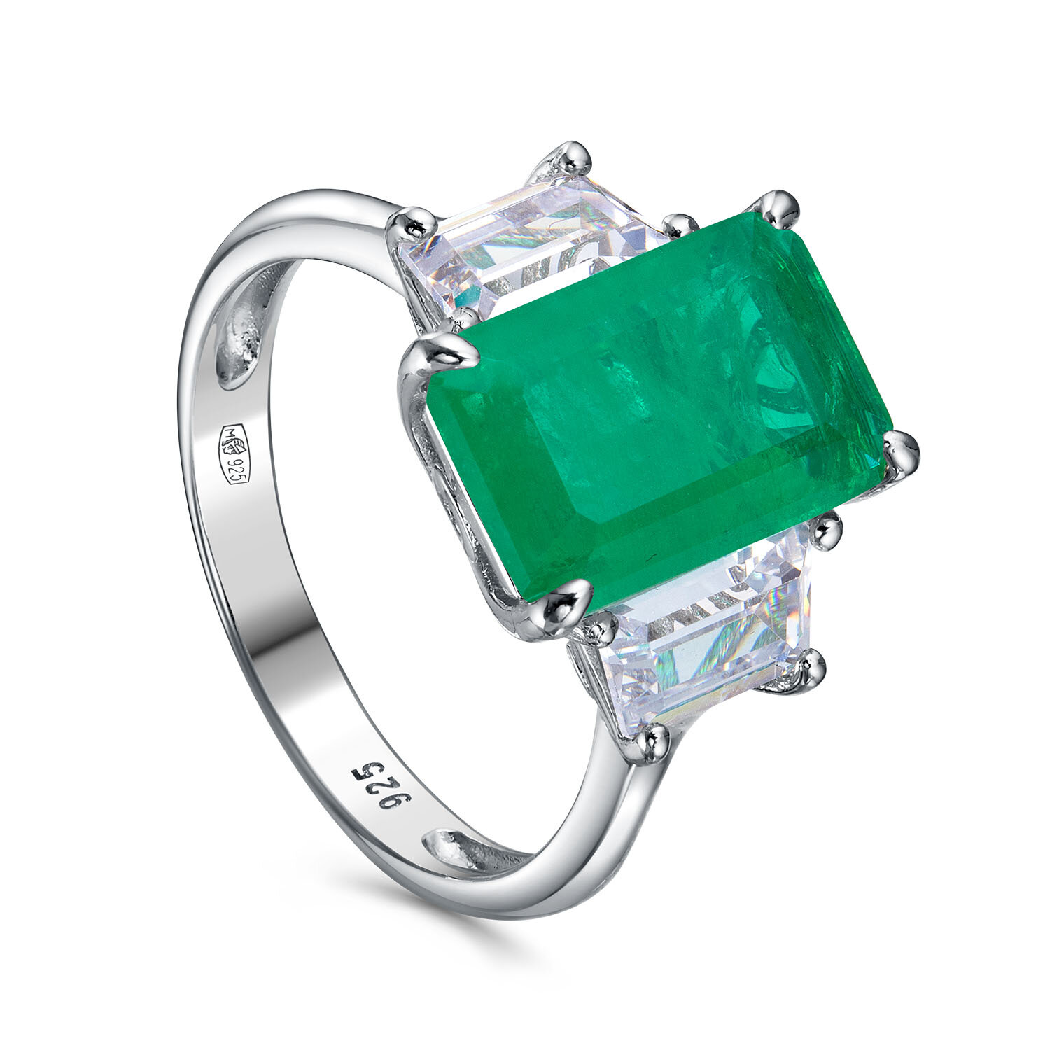 Кольцо тонкое, серебро, 925 проба, фианит, алпанит