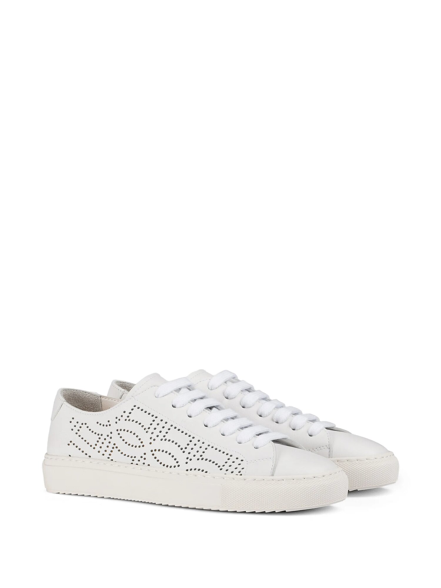 Кроссовки Doucal's Perforated leather sneakers, размер 37, бежевый/белый — фото 1