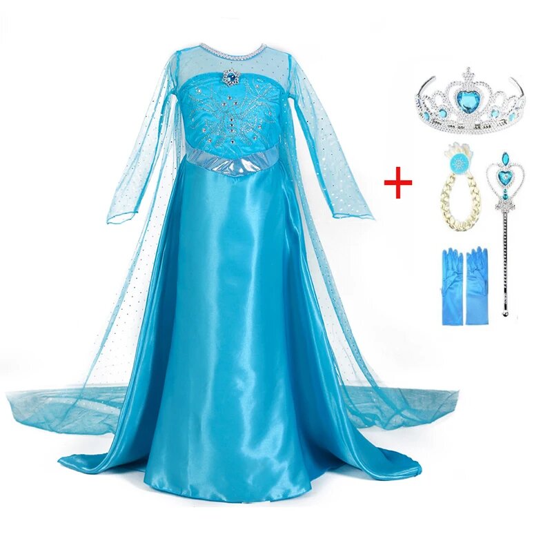 Платье Эльзы для девочек Vestidos Menina 6T(130), elsa set 7