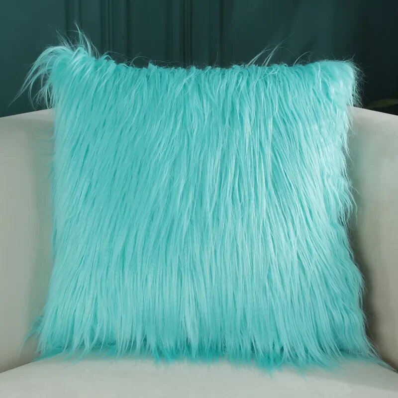 Autumn Winter Soft Plush Pillow Cover Sofa Backrest Home Office Faux Wool Cushion Cover Fashion Candy Color Pillow Cases 45x45CM