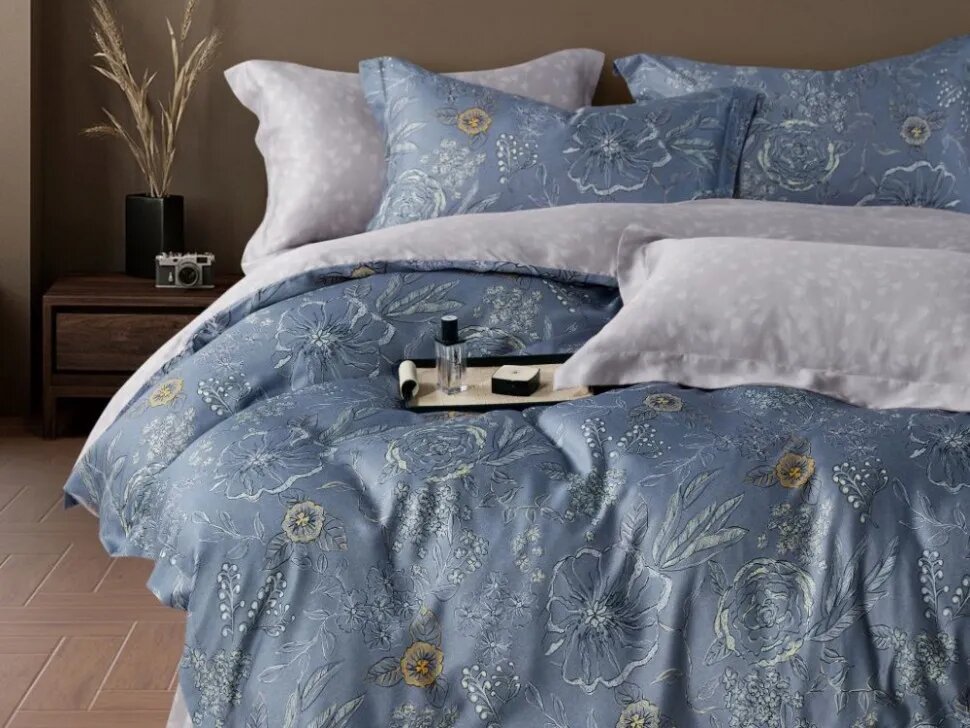 Комплект постельного белья ASABELLA 2121-6 евро тенсел серый