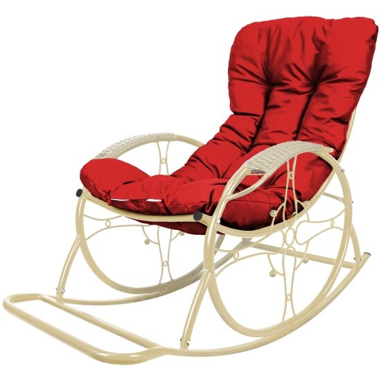 Кресло-качалка M-group Овал люкс бежевое, красная подушка, шт