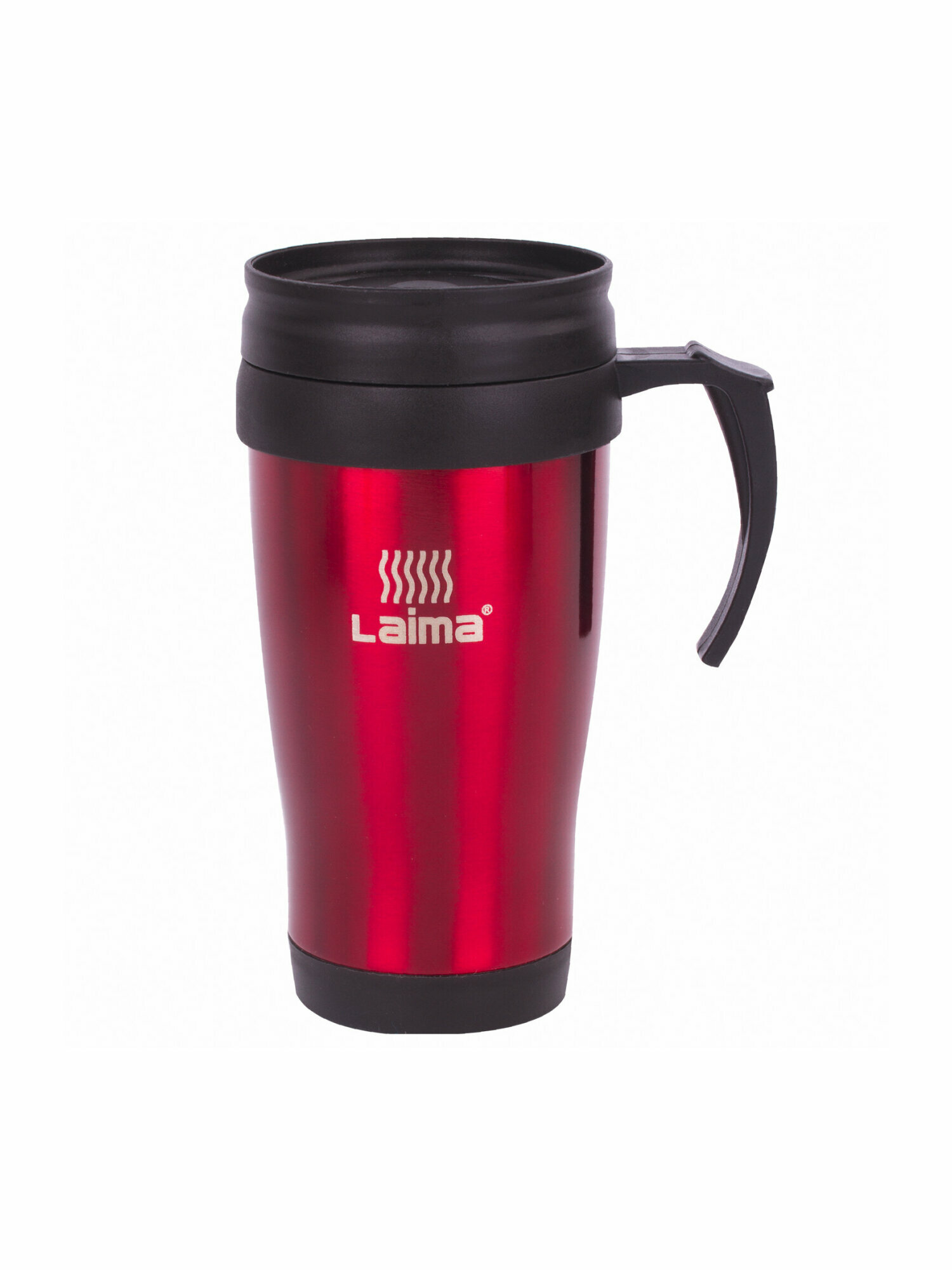 Термокружка Laima, 400 мл, нержавеющая сталь, пластиковая ручка, красная, 605127