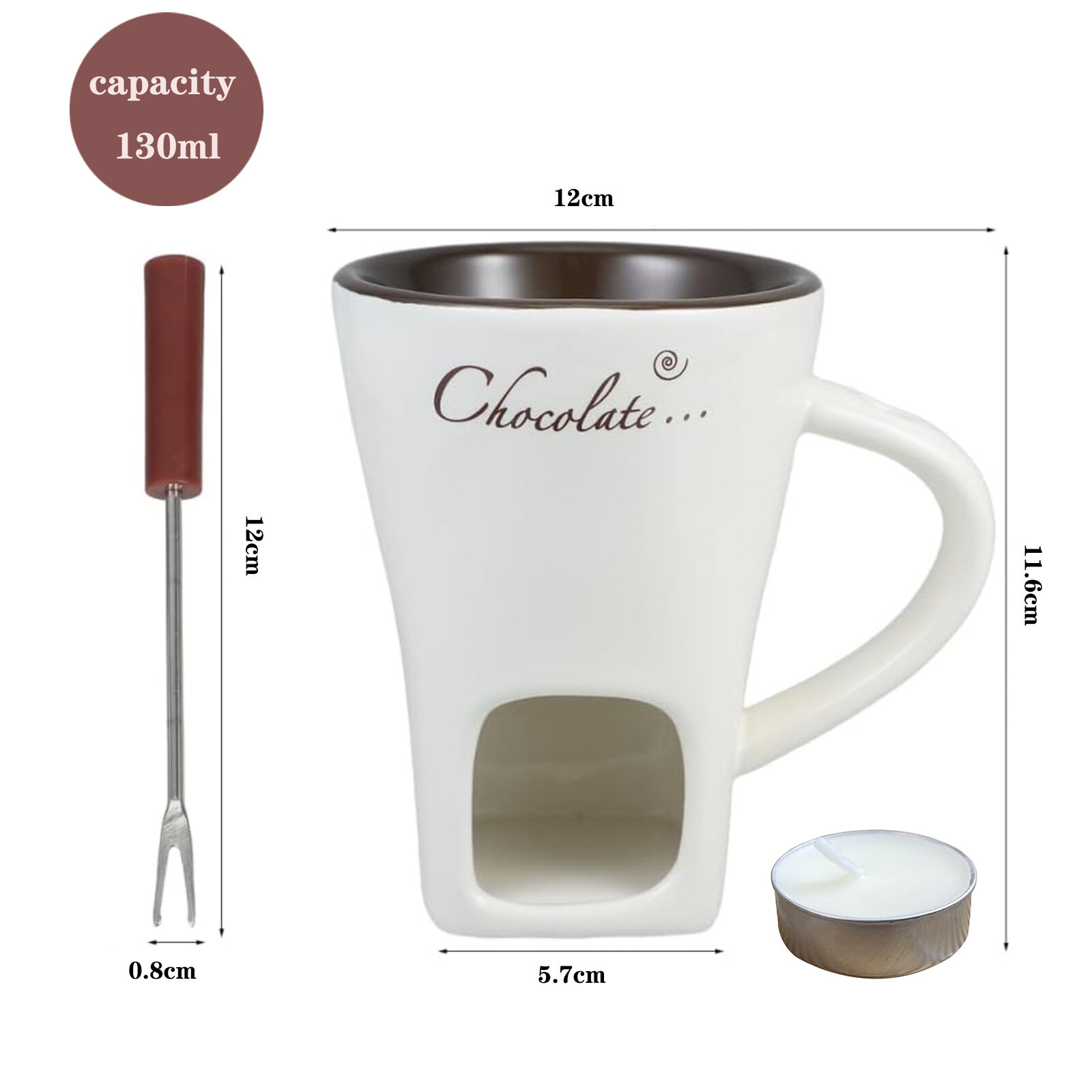 Европейский керамический горшок для плавления шоколада и мороженого, креативная чашка для горячих напитков с вилкой, нагреваемая свечой.