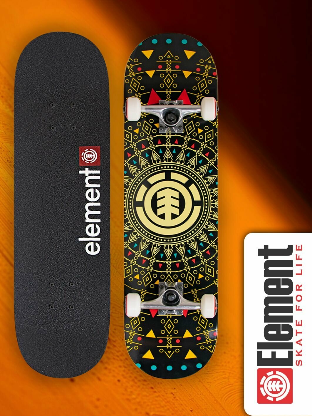 Скейтборд в Сборе Element размер 8.25 дюймов (23 черный желтый)