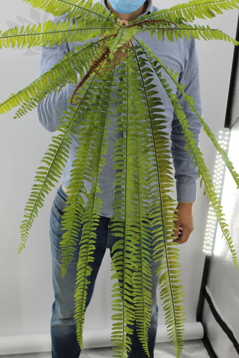 Папоротник искусственный премиум из силикона для декора интерьера в кашпо фитостены 90 см