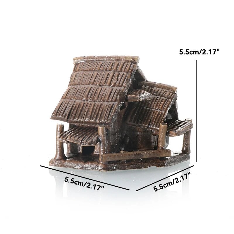 Миниатюрный аквариумный домик, керамика, коричневый, 5.5см