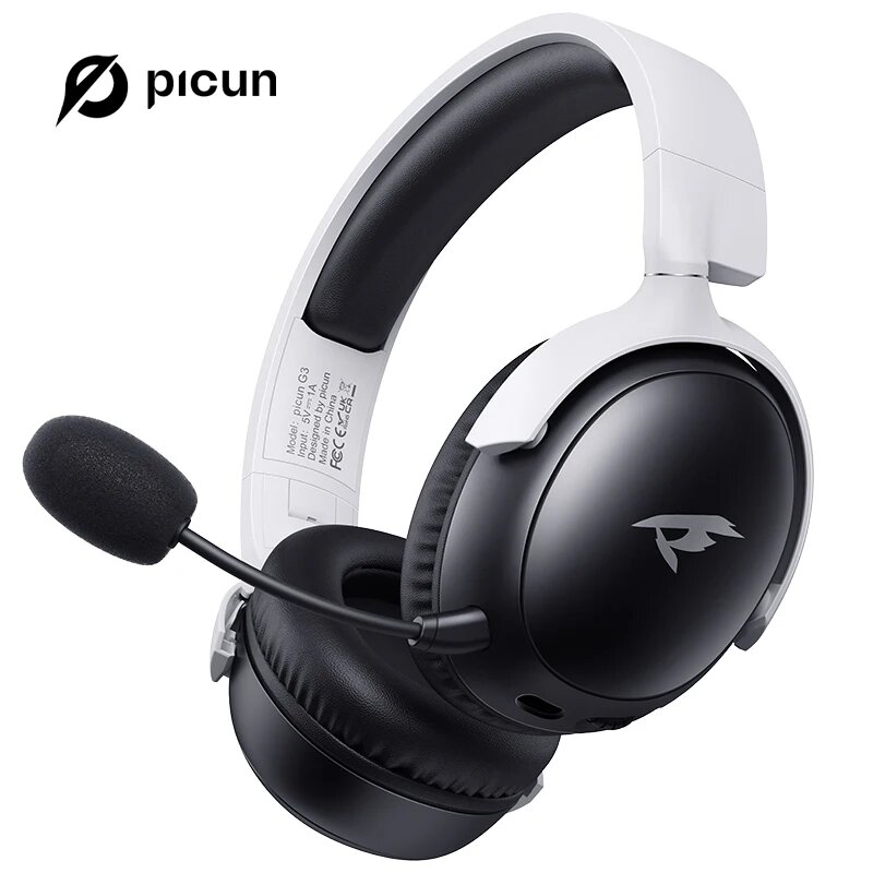 Picun UG-09 Gaming Wireless Headphone with Mic OverEar Headphones Bluetooth 5.4 40mm Driver 2.4G/Wireless/Cable USB Headsets 65H