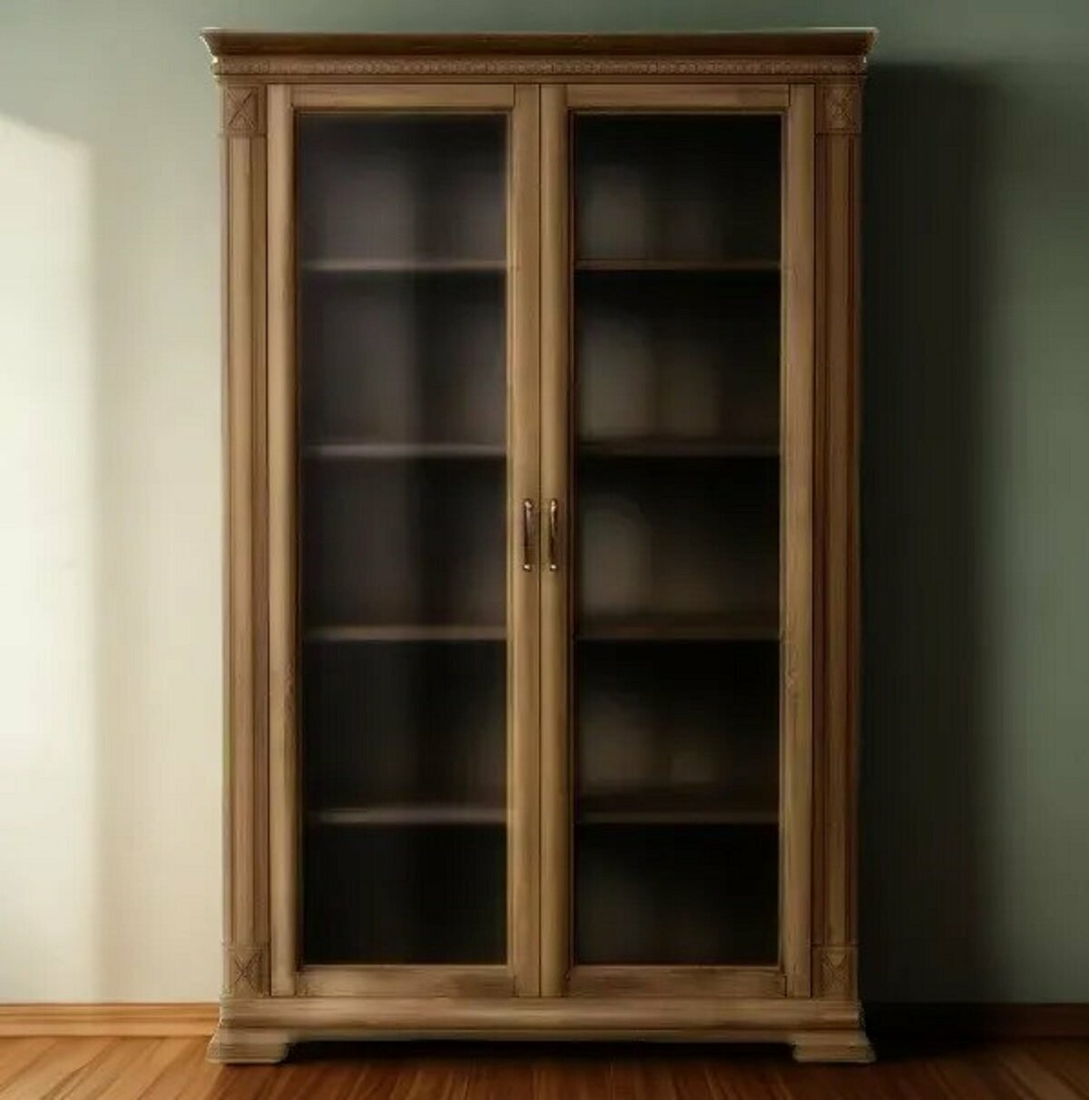 Шкаф книжный распашной из сосны Верди Premium 106, 100x45x150 клас. орех 2