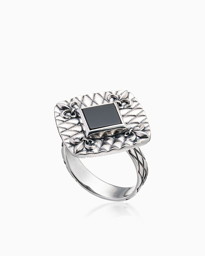 Кольцо, серебро, 925 проба, оникс