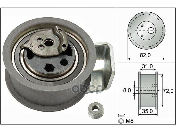 Ролик натяжителя AUDI A2/A3/A4/A6 FRD GALAXY VW BORA/GOLF IV/PASSAT 1.9TDI 98-06 шт. Ina арт. 531043620
