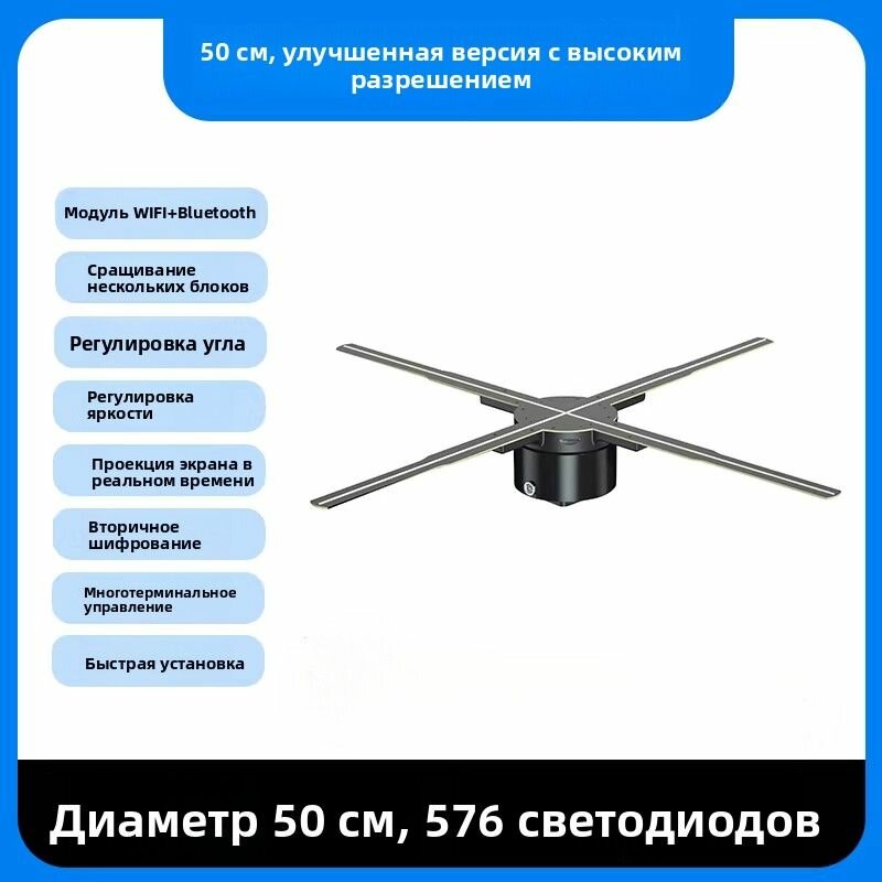 3D Голографический вентилятор проектор Full HD, голограмма 42-65см, Wi-Fi App управление, рекламный 3Д плеер