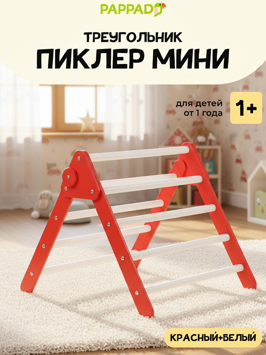 Детский спортивный комплекс треугольник Пиклер Мини от "Pappado", красный/белый