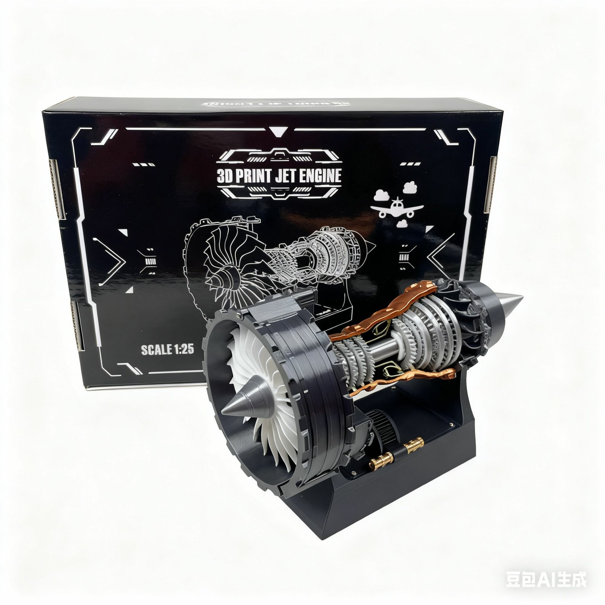 Модель авиационного двигателя, работающая, развивающие игрушки для детей , с ручными инструкциями