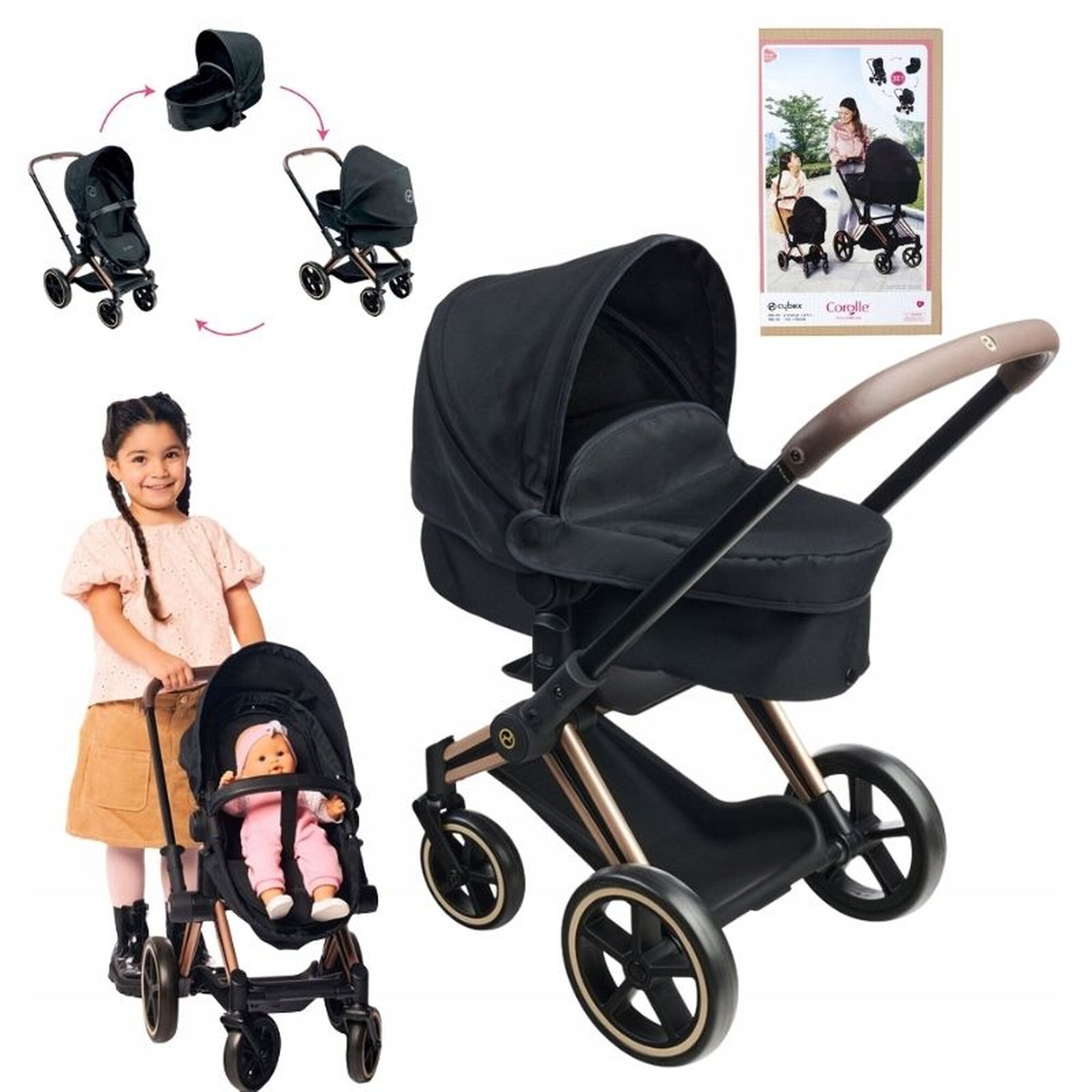 Транспорт для кукол Corolle - Детская игрушечная коляска для кукол Cybex 3-в-1 - 9000141870