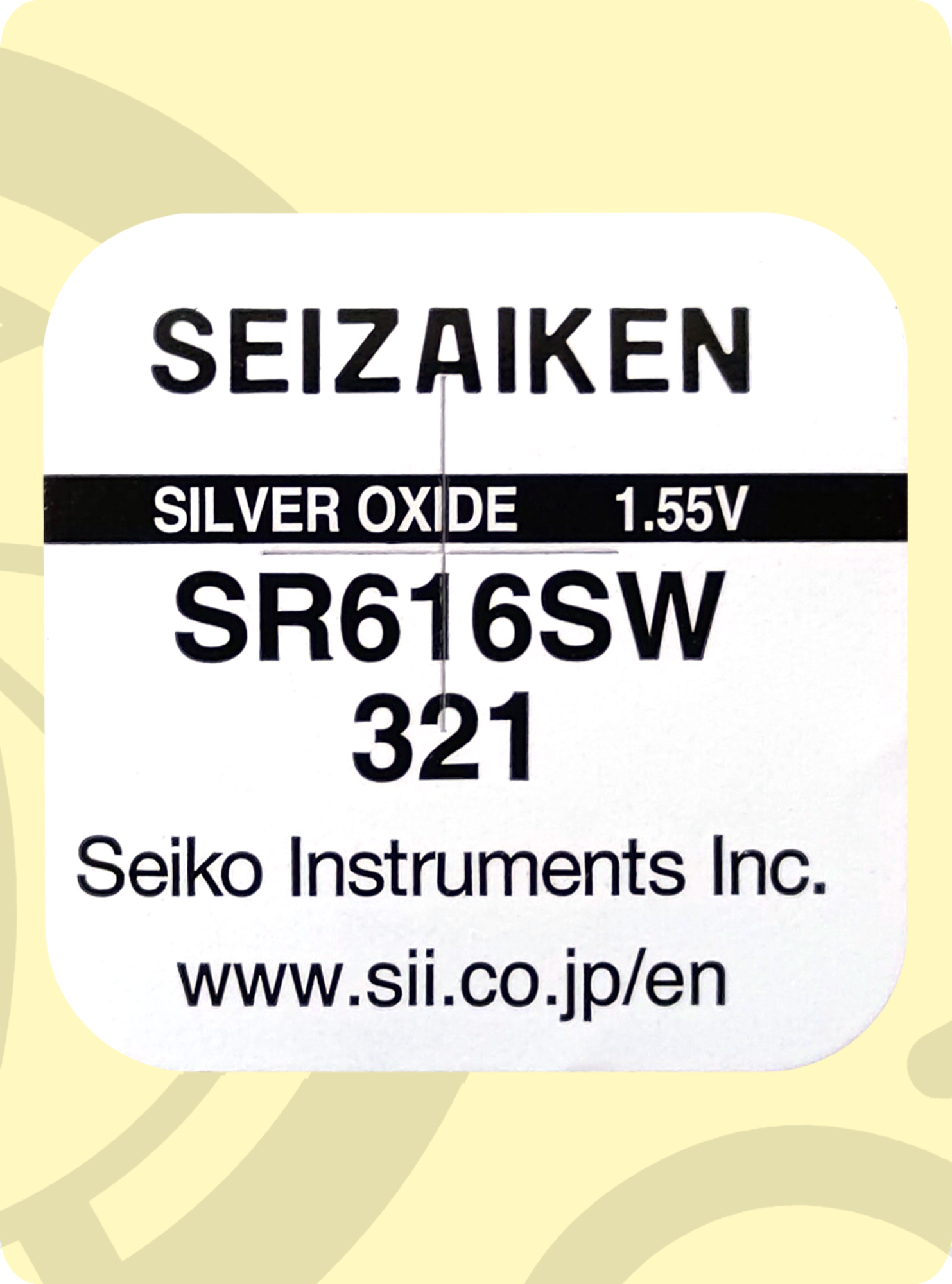Seizaiken 321 (SR616SW) | 1.55 Вольт, Оксид Серебра (silver oxide) батарейка - 1шт.