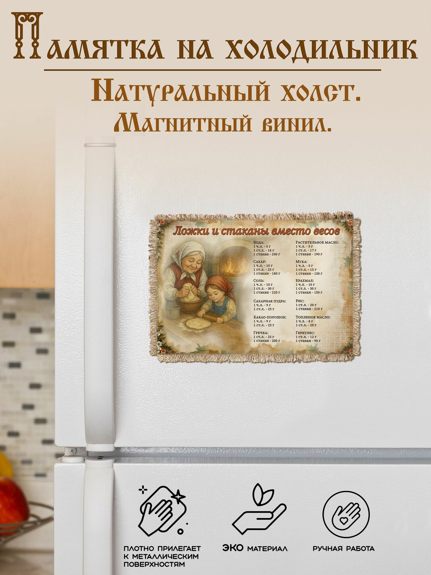 Универсальный свиток Памятка магнит на холодильник Ложки и стаканы вместо весов