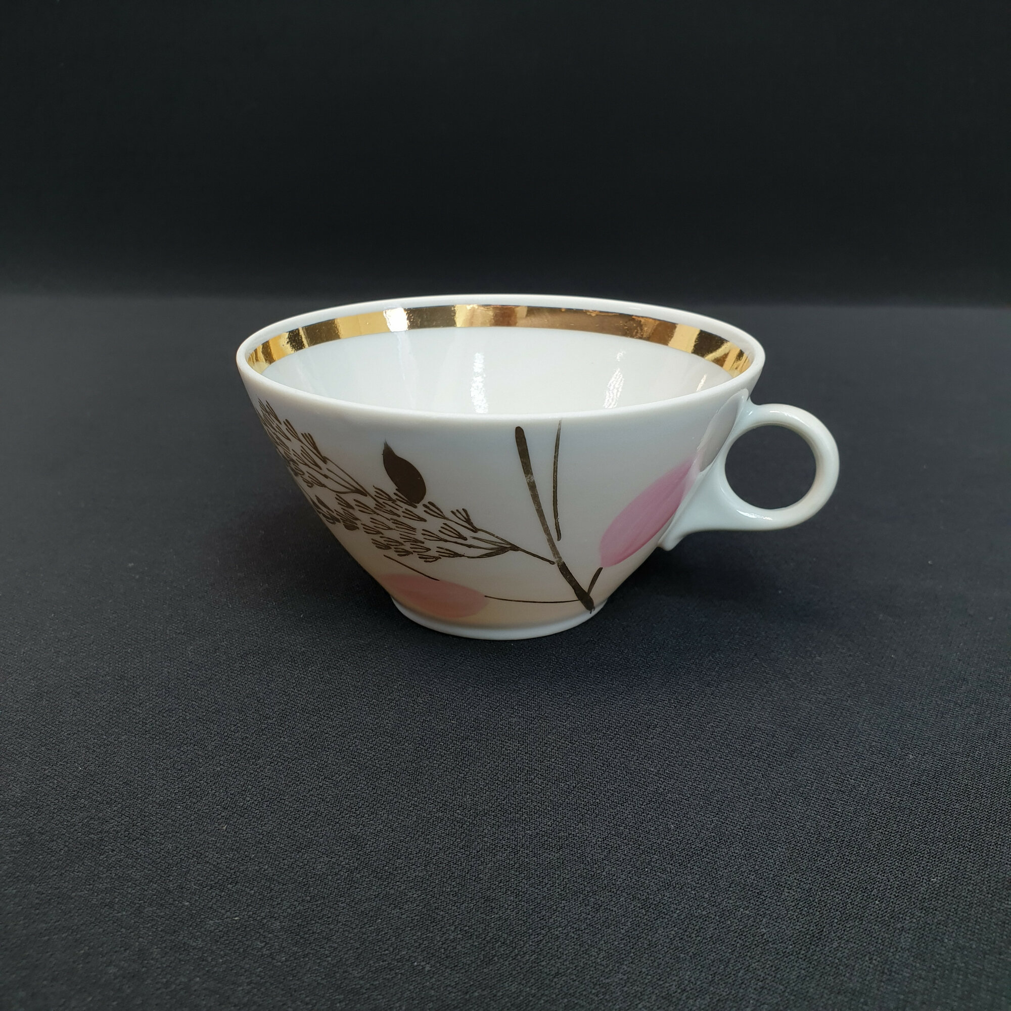 Винтажная чашка Дулево, фарфор роспись золочение 210 мл, СССР
