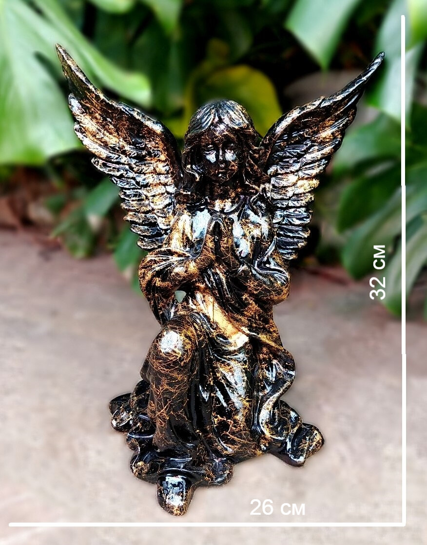 Статуэтка для улицы Ангел молящаяся Дева черное золото, 32 см